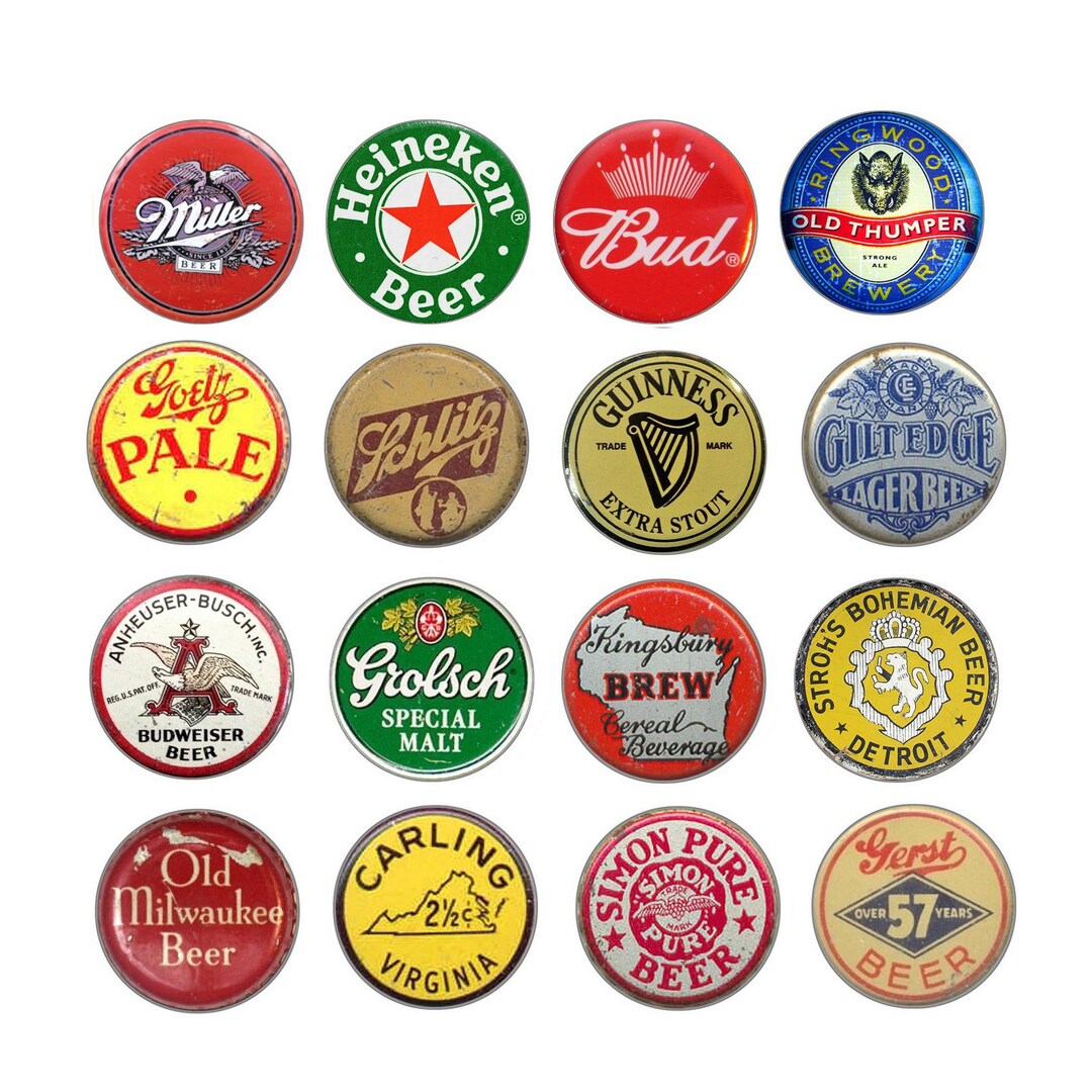 Set of 8, Vintage Beer Bottle Cap Knobs, Cabinet Knobs, Bar Knobs ...