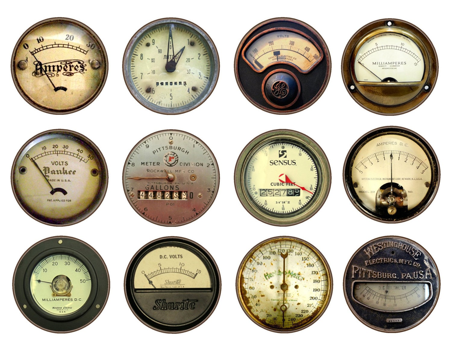 Vintage Steampunk Industrial Meters Dials Gauges Garage | Etsy