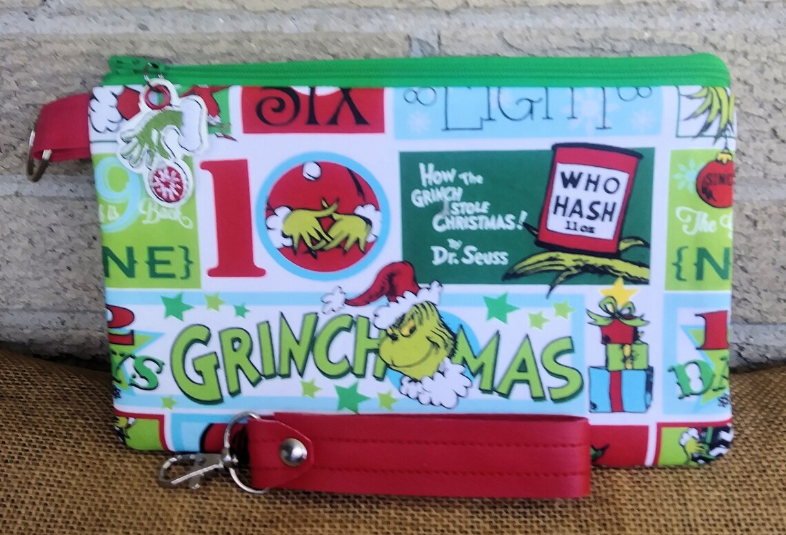 Grinch Clutch Purse Grinch Bag Grinch Wristlet Wallet - Etsy