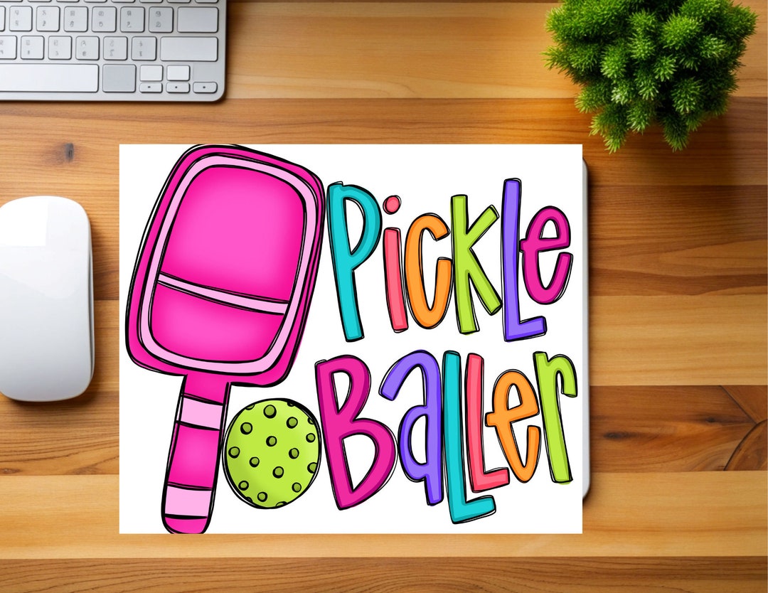 Mouse Pad COLORFUL & FUN Pickleball Design 7 X 9 Fabric Top Rubber ...