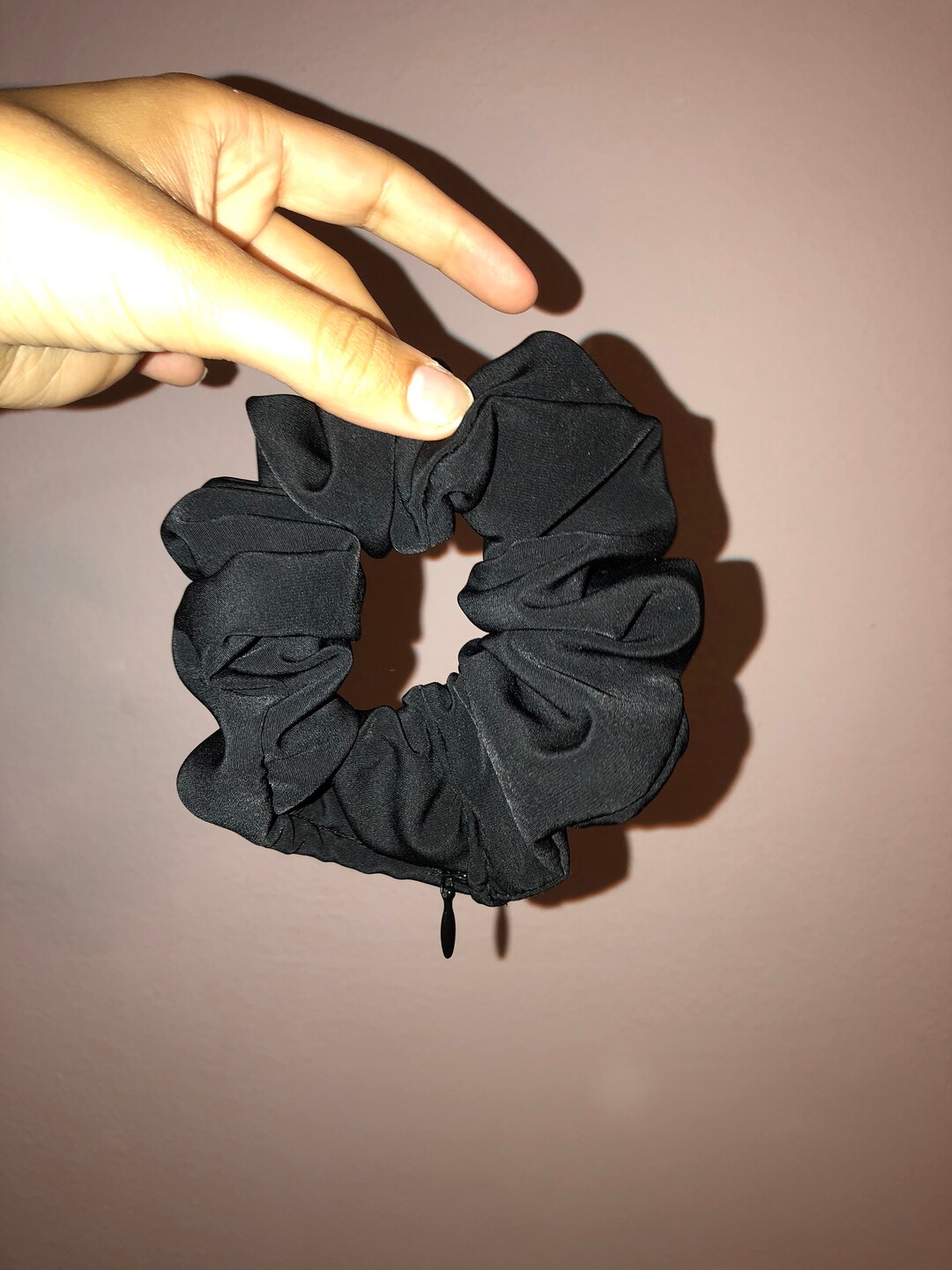 Black Scrunchie With Hidden Zipper/stashie - Etsy