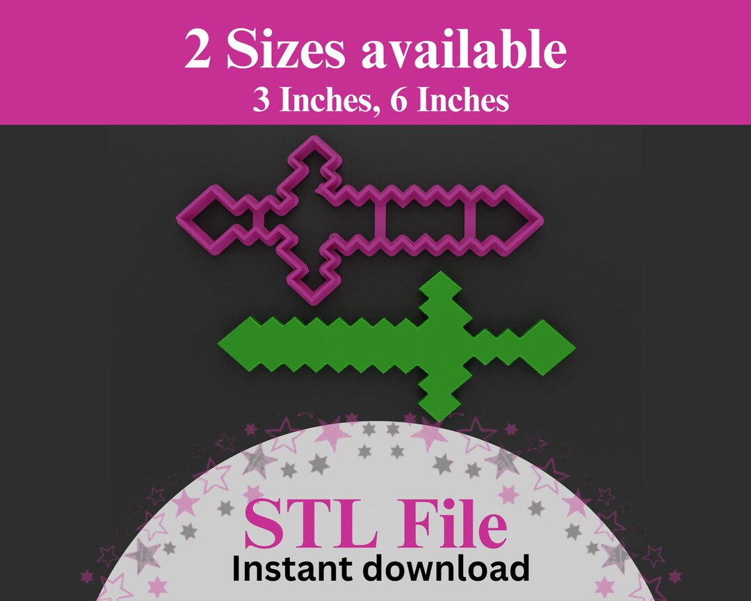 8-bit Sword Cookie Cutter STL File - Etsy