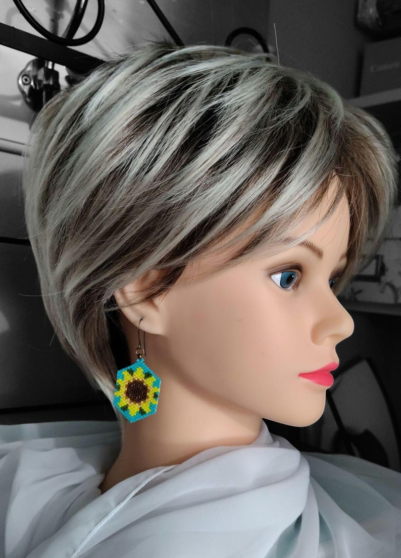 Sunflower Peyote Earring Pattern, Brick Stitch, Seed Bead (PDF Pattern ...