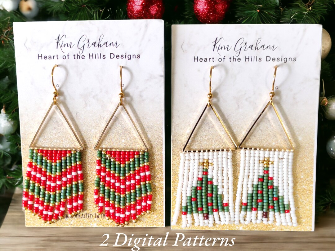 2 Christmas Triangle Seed Bead Fringe Tassel Earring Patterns - Etsy
