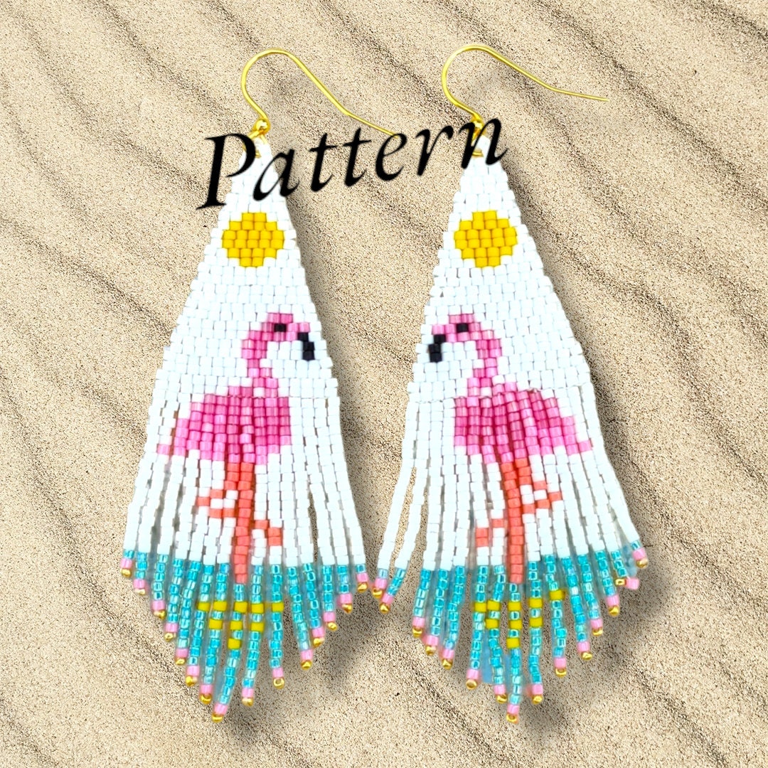 Flamingo Delica Seed Bead 2 Drop Brick Stitch Earring Pattern - Etsy