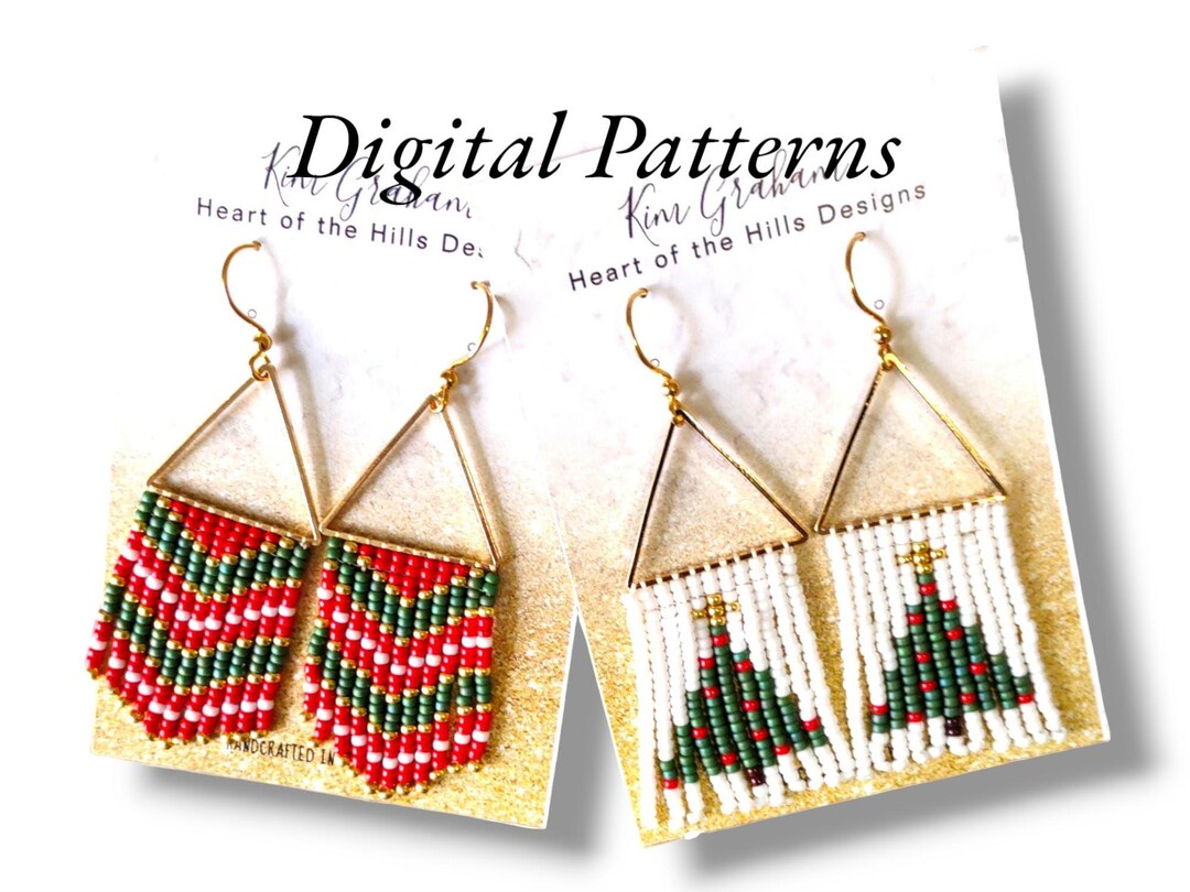 2 Christmas Triangle Seed Bead Fringe Tassel Earring Patterns - Etsy