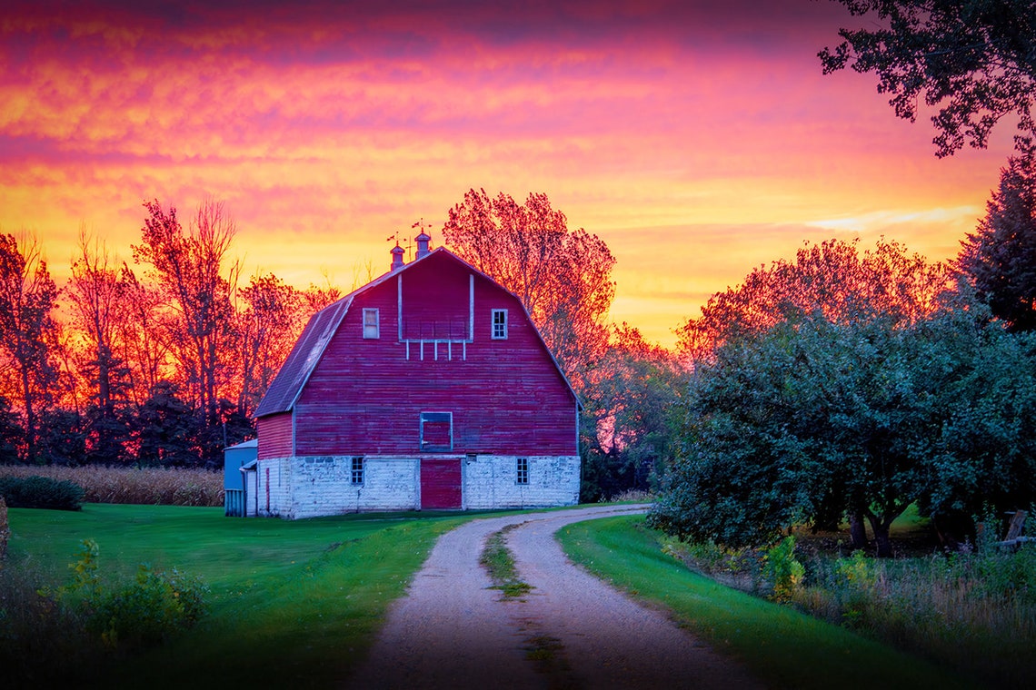Sunrise Over Barn Fine Art Print 20231003 Sunrise Over Vicki's Barn - Etsy