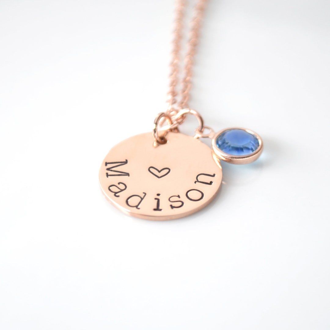 Sapphire Birthstone Child Name Necklace: Personalized Charm Jewelry - Etsy