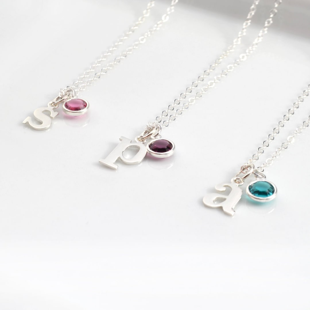 Flower Girl Initial Necklace • Personalized Little Girls Birthstone ...