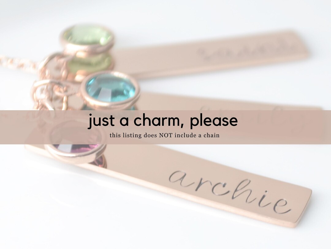 Just the Charm - Personalized Bar Charm With Birthstone • No Necklace ...