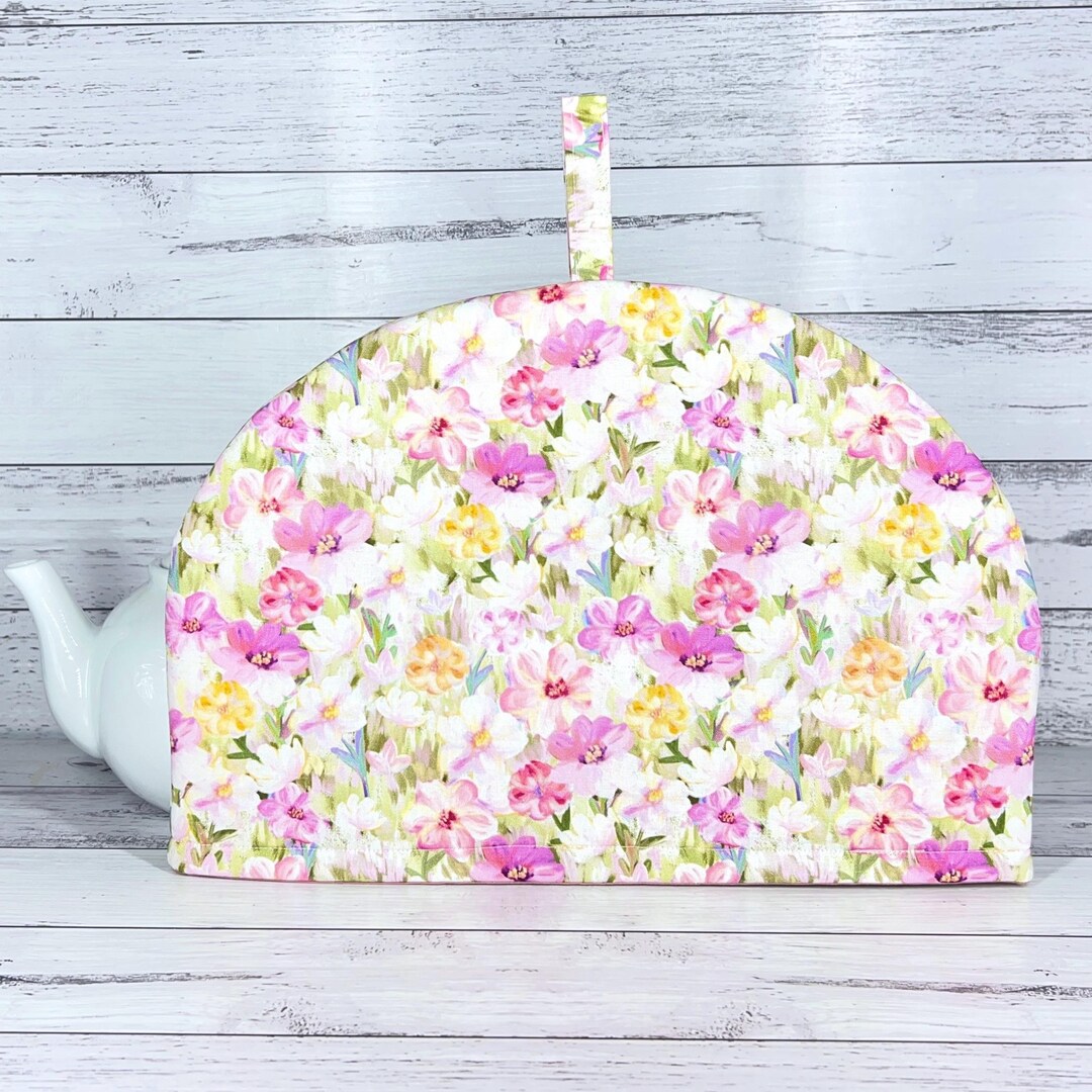 Pink Floral Print Large Tea Cosy for Teapot: Purple Spring Garden ...