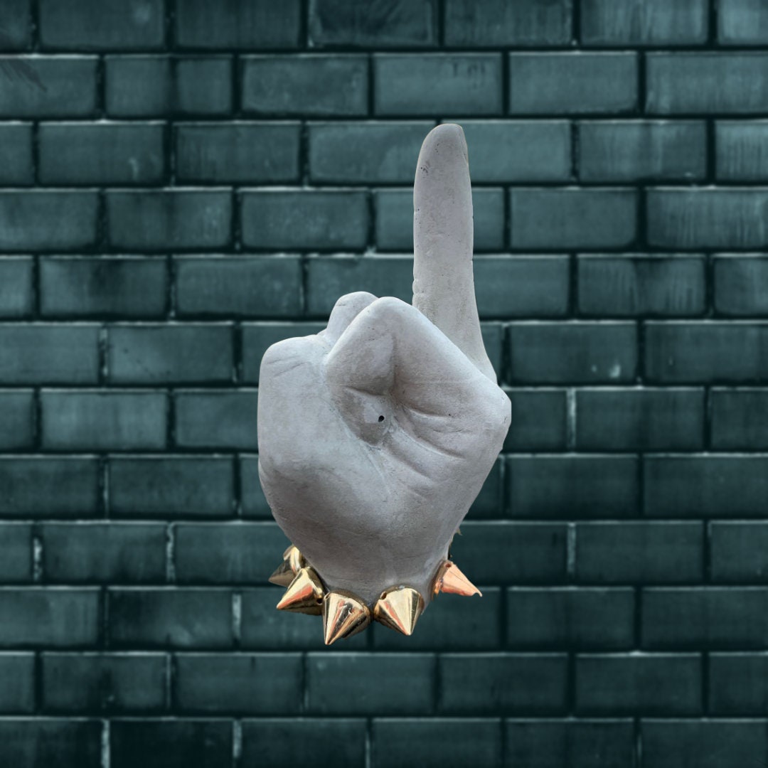 PUNK Rock Middle Finger 4 With GOLD SPIKES | Etsy