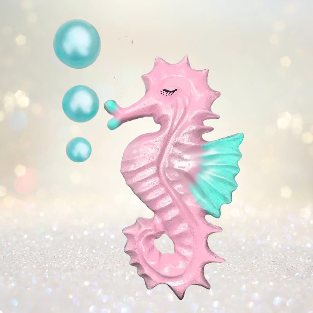 Spiny Seahorse + Bubbles RETRO Ocean Beach Chalkware Set - Etsy