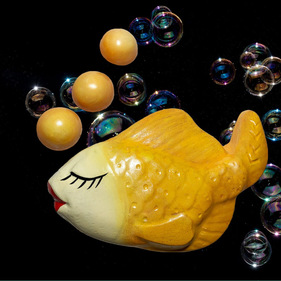 Chalkware Fish Retro Style Bubbles Beach House Decor - Etsy