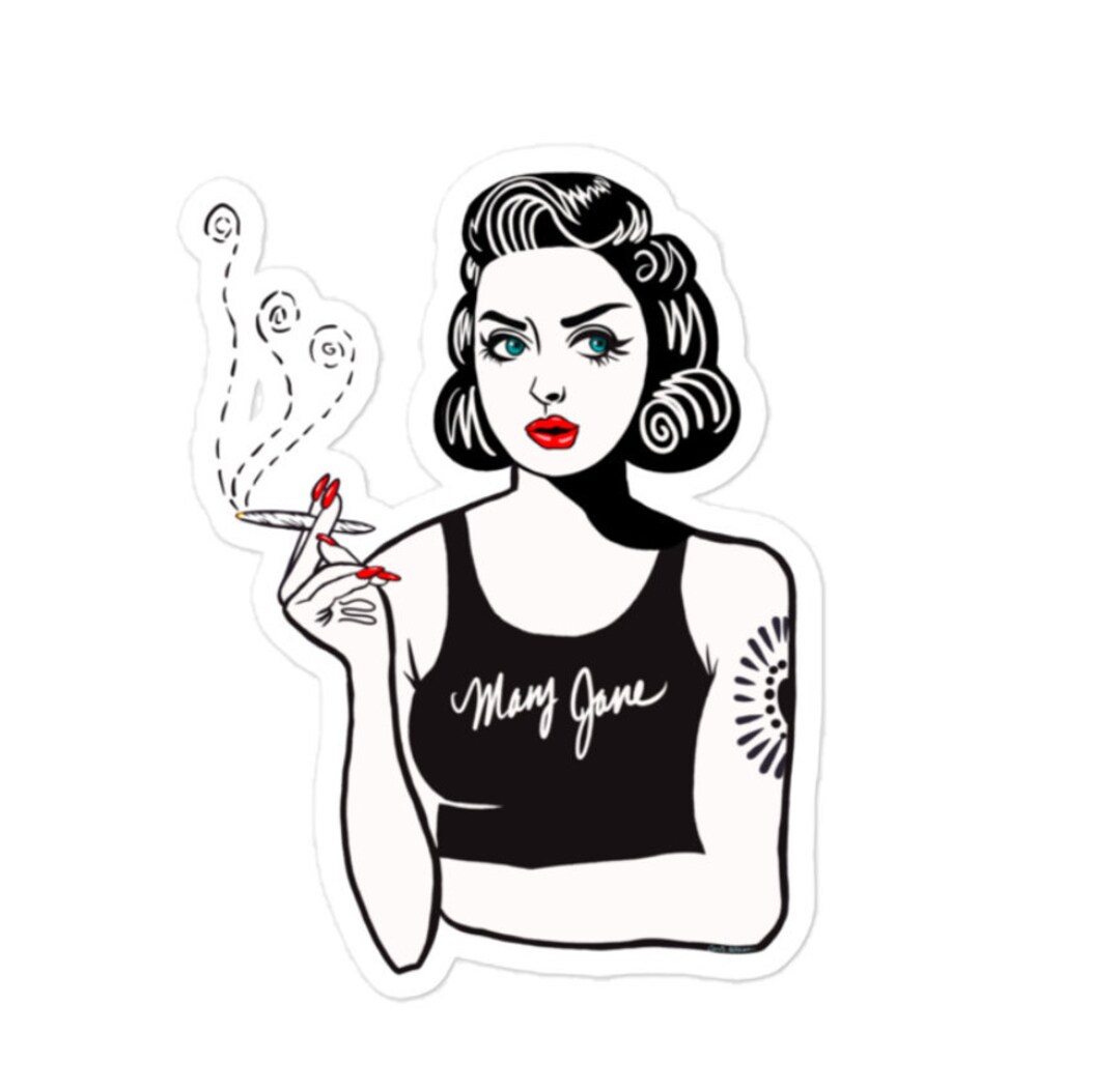 Stoner Girl Sticker Weed Marijuana Friendly Decal - Etsy