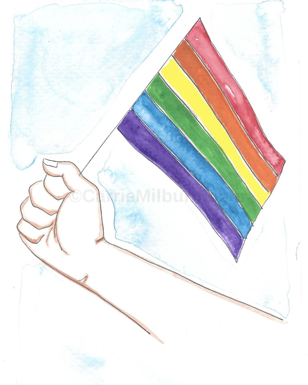 Gay PRIDE Flag Illustration MATTED Artwork Art Rainbow Flag Original ...