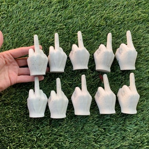 TEN Cement Middle Finger Figurines - BUNDLE Mini 4" Statues *slightly ...