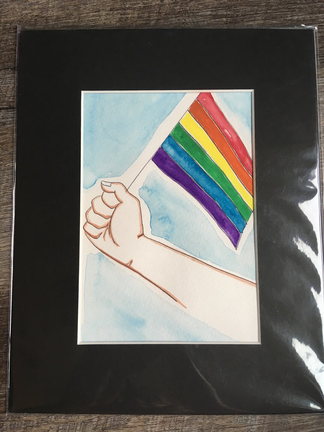 Gay PRIDE Flag Illustration MATTED Artwork Art Rainbow Flag Original ...