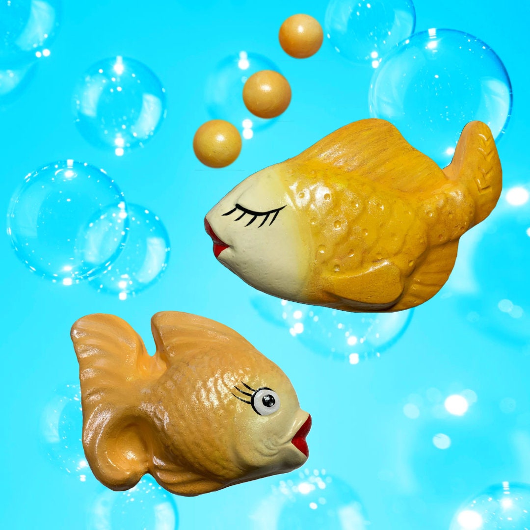 Chalkware Fish & Bubbles Complete Set CANTALOUPE - Etsy