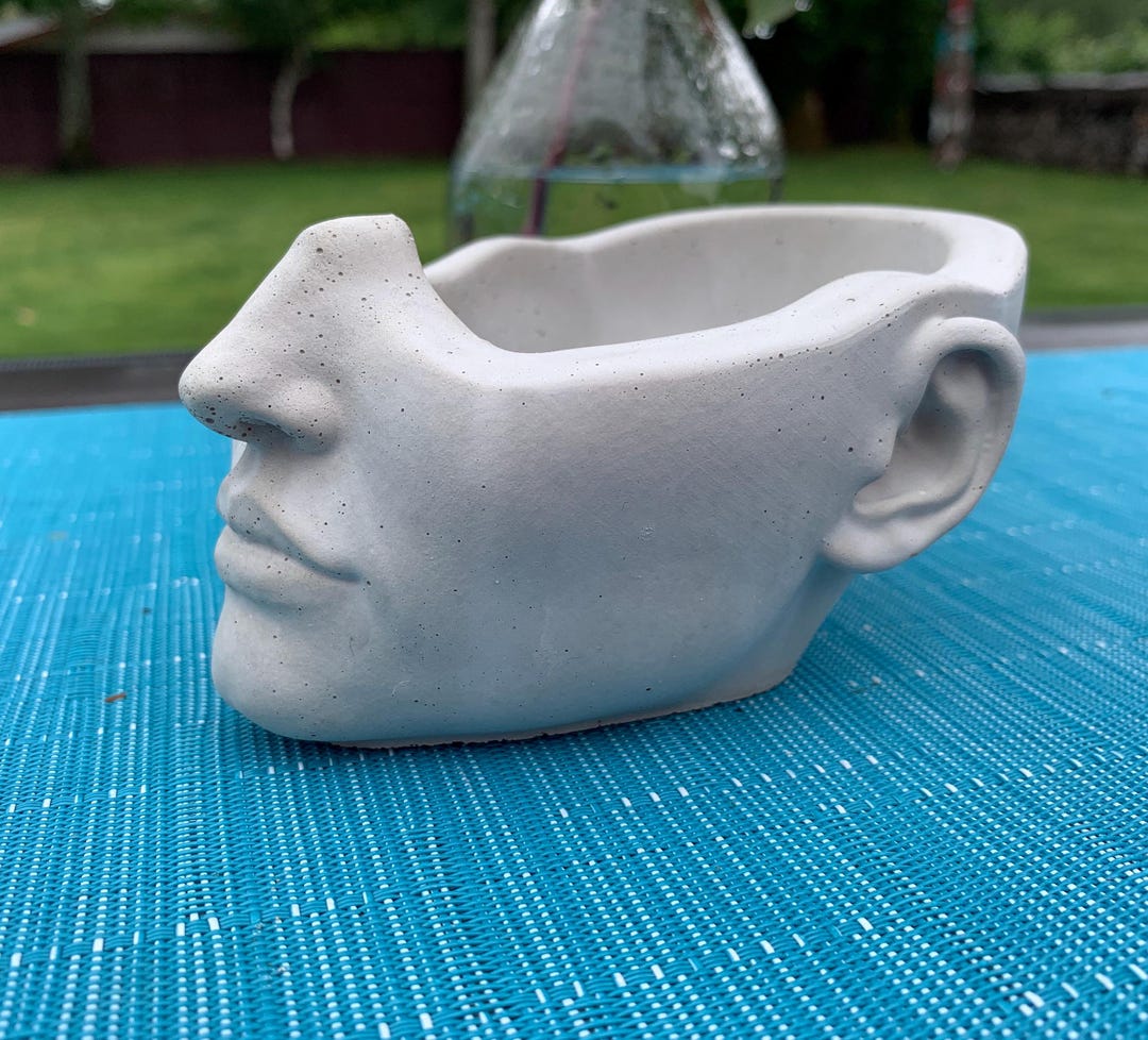 Small Face Planter Pot - Garden Oddity - Female Nose Mouth Ears - Etsy