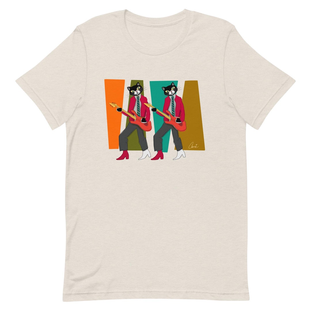 Kool Guitar Kats Retro Graphic T-shirt - Etsy