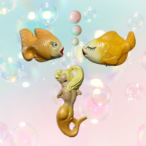 Chalkware Fish + Mermaid + Bubbles - Complete Set - CANTALOUPE - Etsy