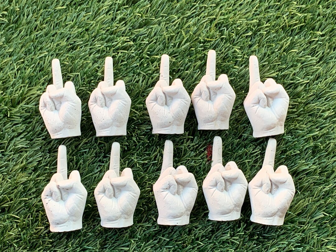 TEN Cement Middle Finger Figurines - BUNDLE Mini 4" Statues *slightly ...