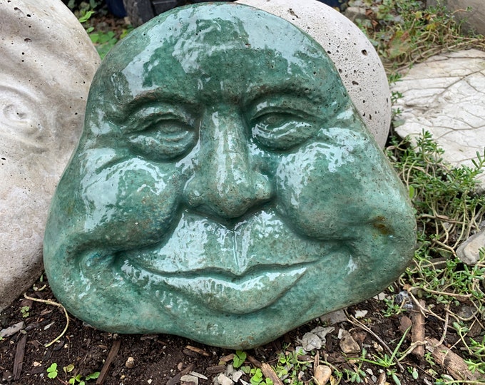 10" Cement Garden Face Outdoor Garden Decor Yard Art - Etsy