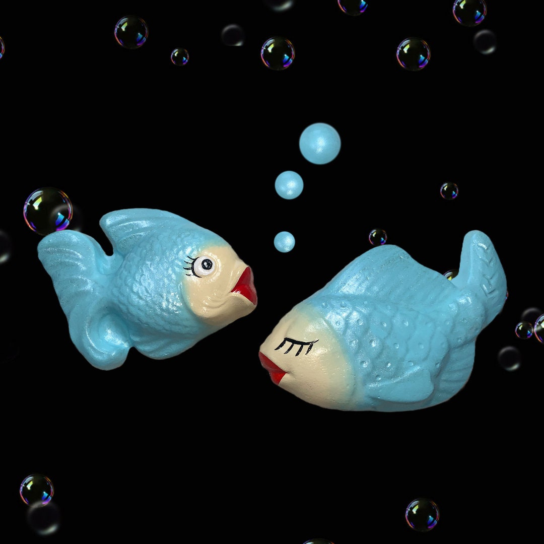 Chalkware Fish & Bubbles Complete Set BLUE - Etsy