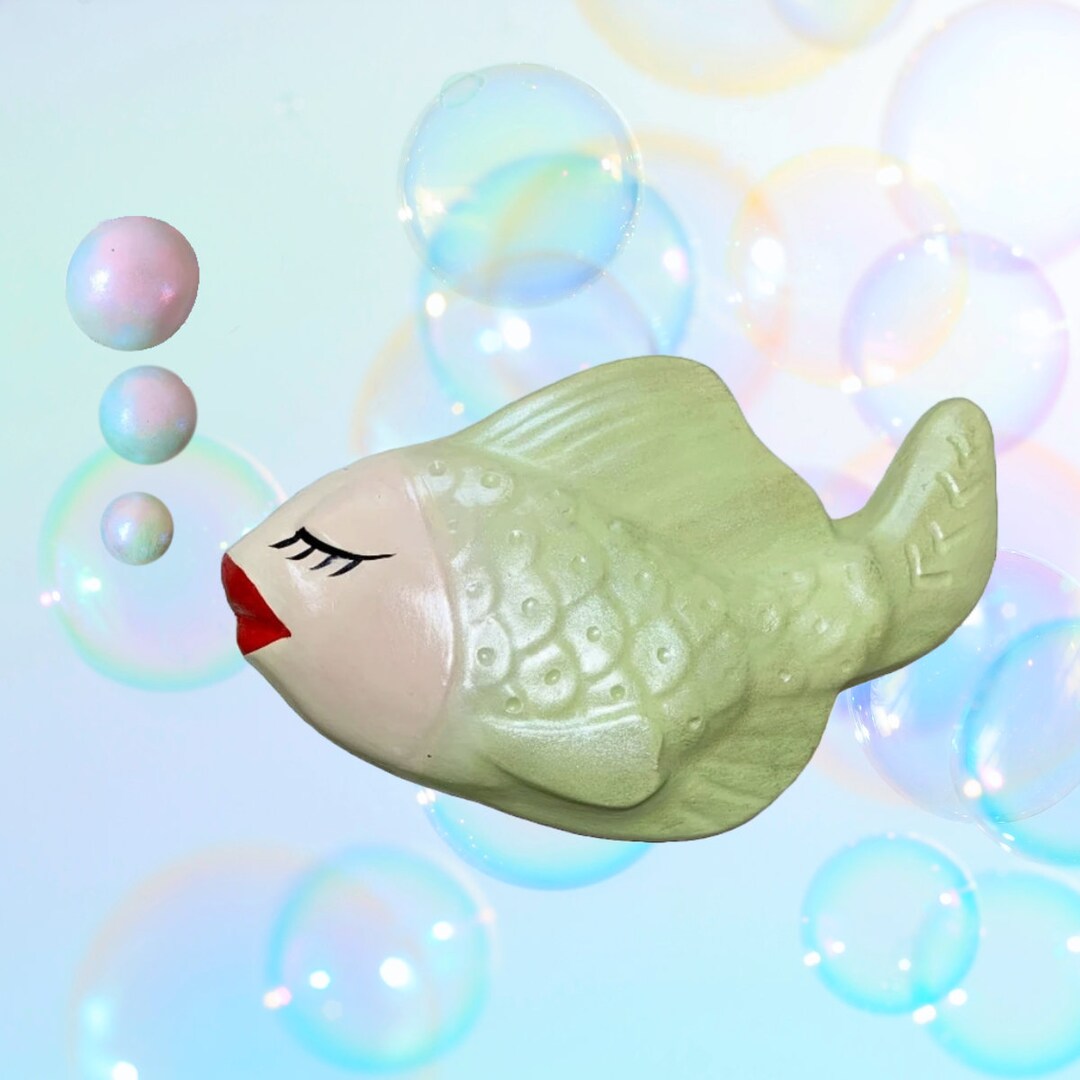 Chalkware Fish Retro Style Bubbles Beach House Decor - Etsy