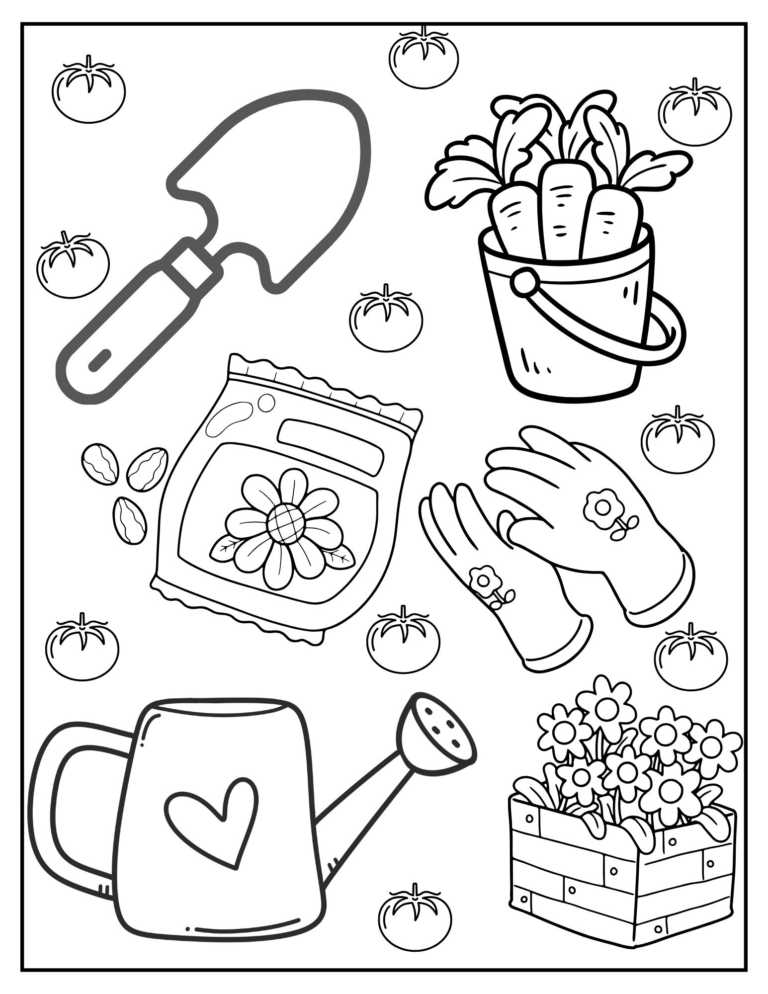 Garden Theme Coloring Page for Adults and Kids Printable Download Set ...