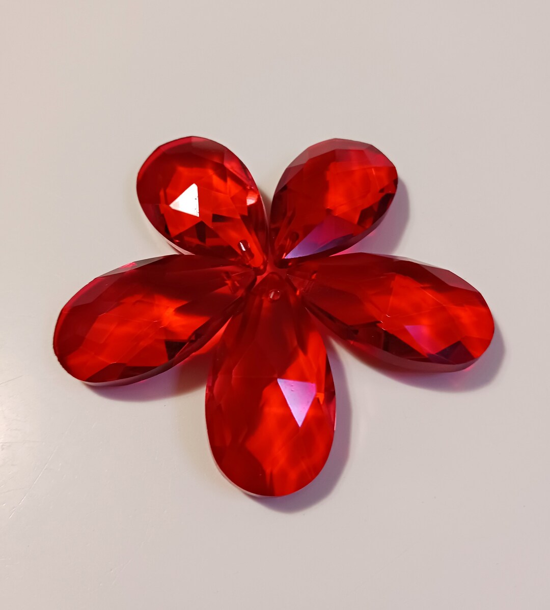 Red Facet Teardrop Crystals 38mm Set of 5 for Windchimes, Wreaths ...