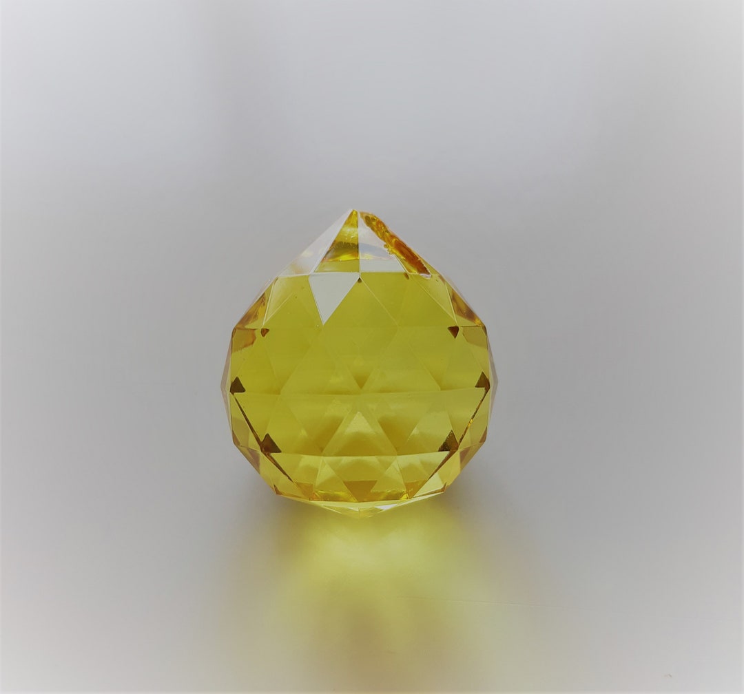 Yellow Crystal Ball 30mm for Chandeliers, Windchime, Crafts, Wreaths ...