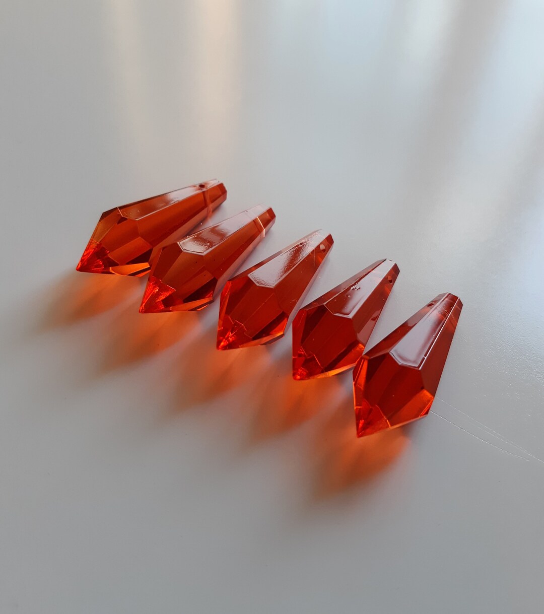 Orange Icicle Crystals 38mm Set of 5 for Chandeliers, Windchime, Crafts ...