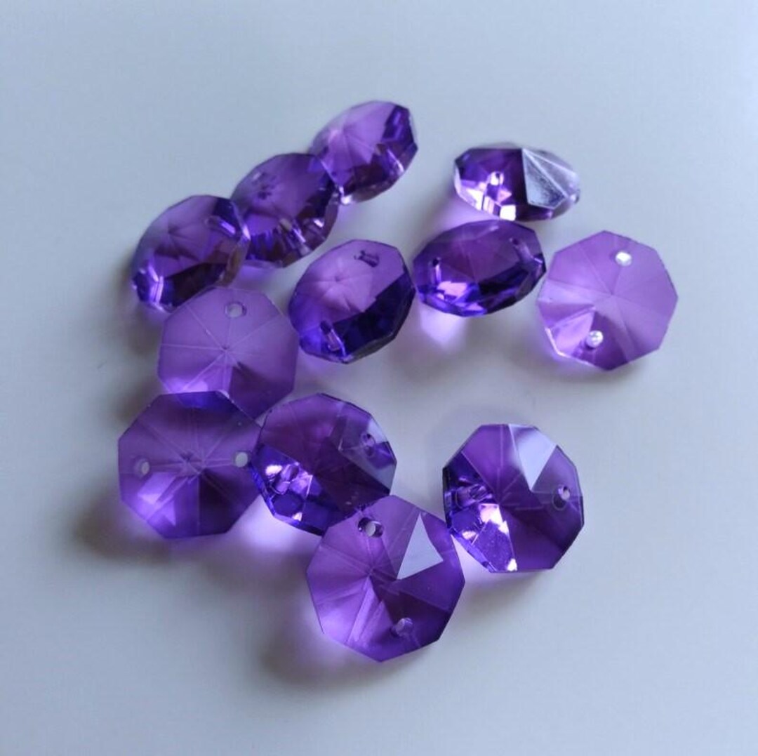 Violet Crystal Octagon Beads 14mm Set of 50 for Crafts, Wreaths ...