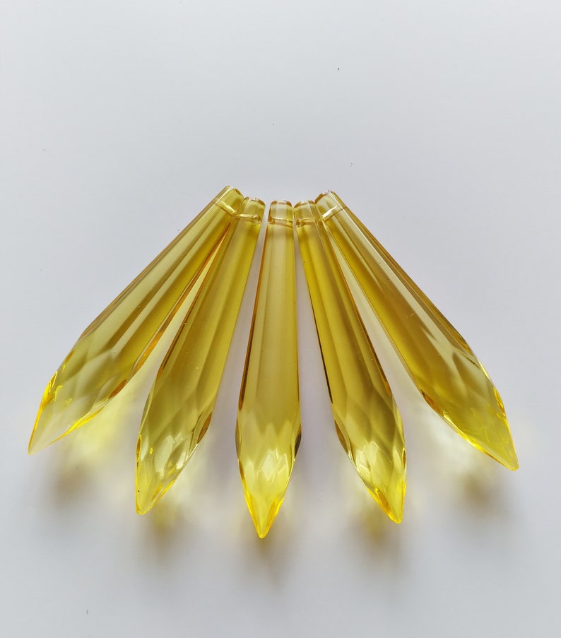 Yellow Icicle Crystals 76mm Set of 5 for Chandeliers - Etsy