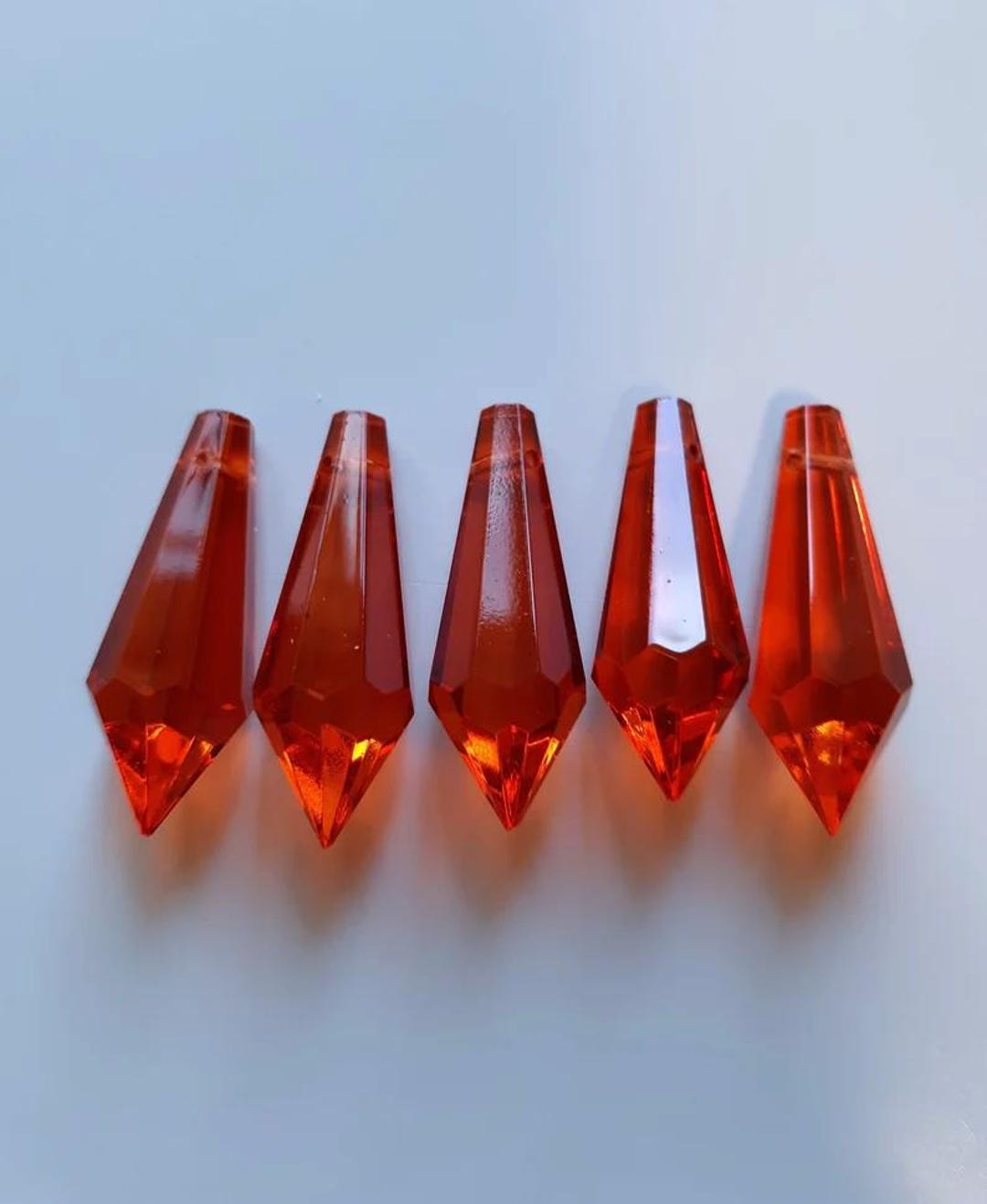 Orange Icicle Crystals 38mm Set of 5 for Chandeliers, Windchime, Crafts ...