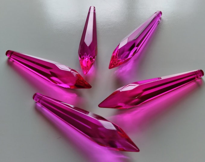 Fuchsia Icicle Crystals 76mm Set of 5 for Chandeliers, Windchime ...