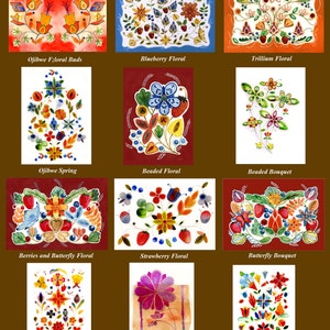 Native American Greeting Cards - Woodland Floral Collection (12 Blank ...