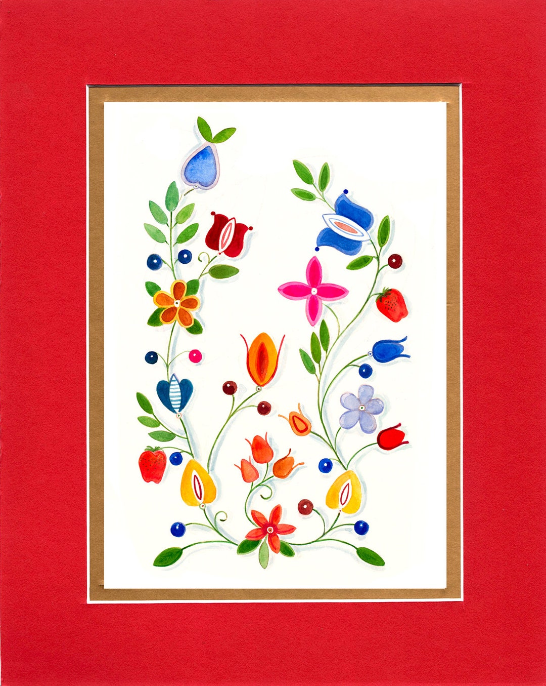 Anishinabe Floral 1 - 8"x10" Double Matted Archival Prints Entirely ...