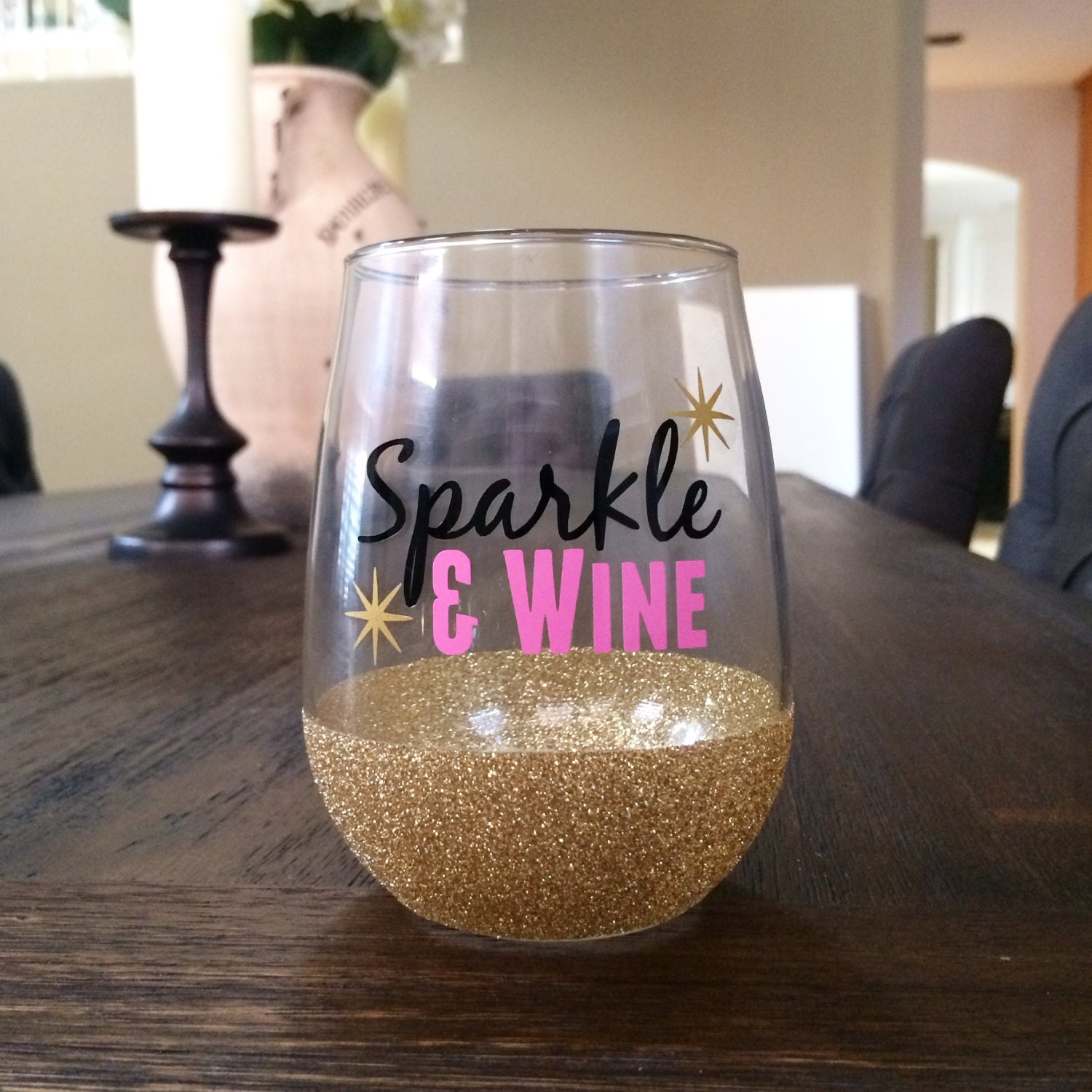 Sparkle And Wine Glitter Wine Glass Bachelorette Wine Glass Etsy