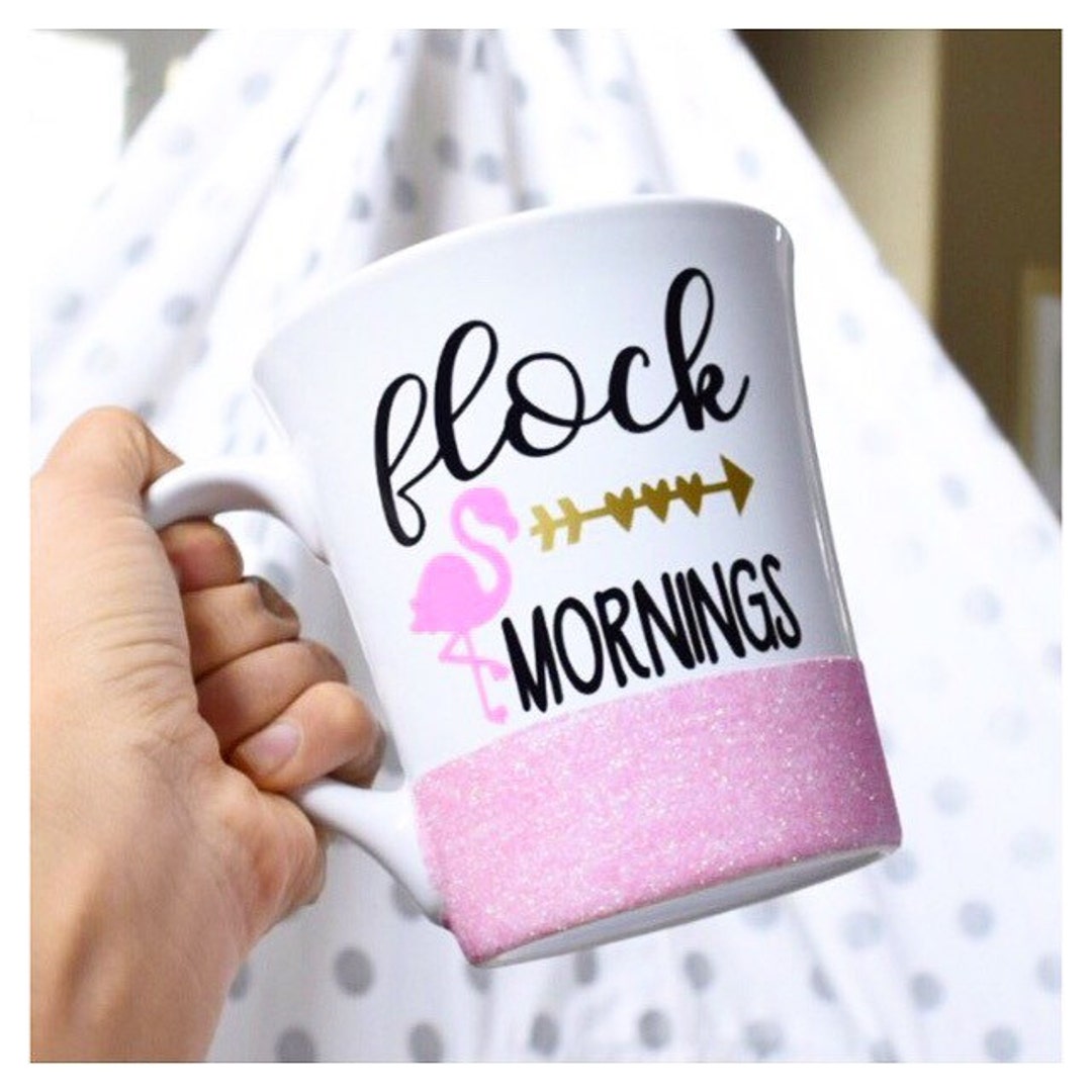 Flamingo Glitter Mug | Funny Coffee Mug | Flock Mornings - Etsy