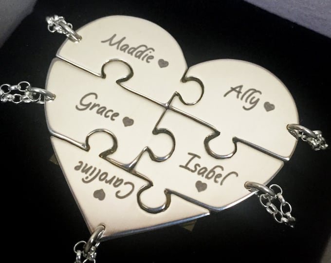 5 Best Friend Necklace Five Piece Puzzle Heart Necklace - Etsy UK