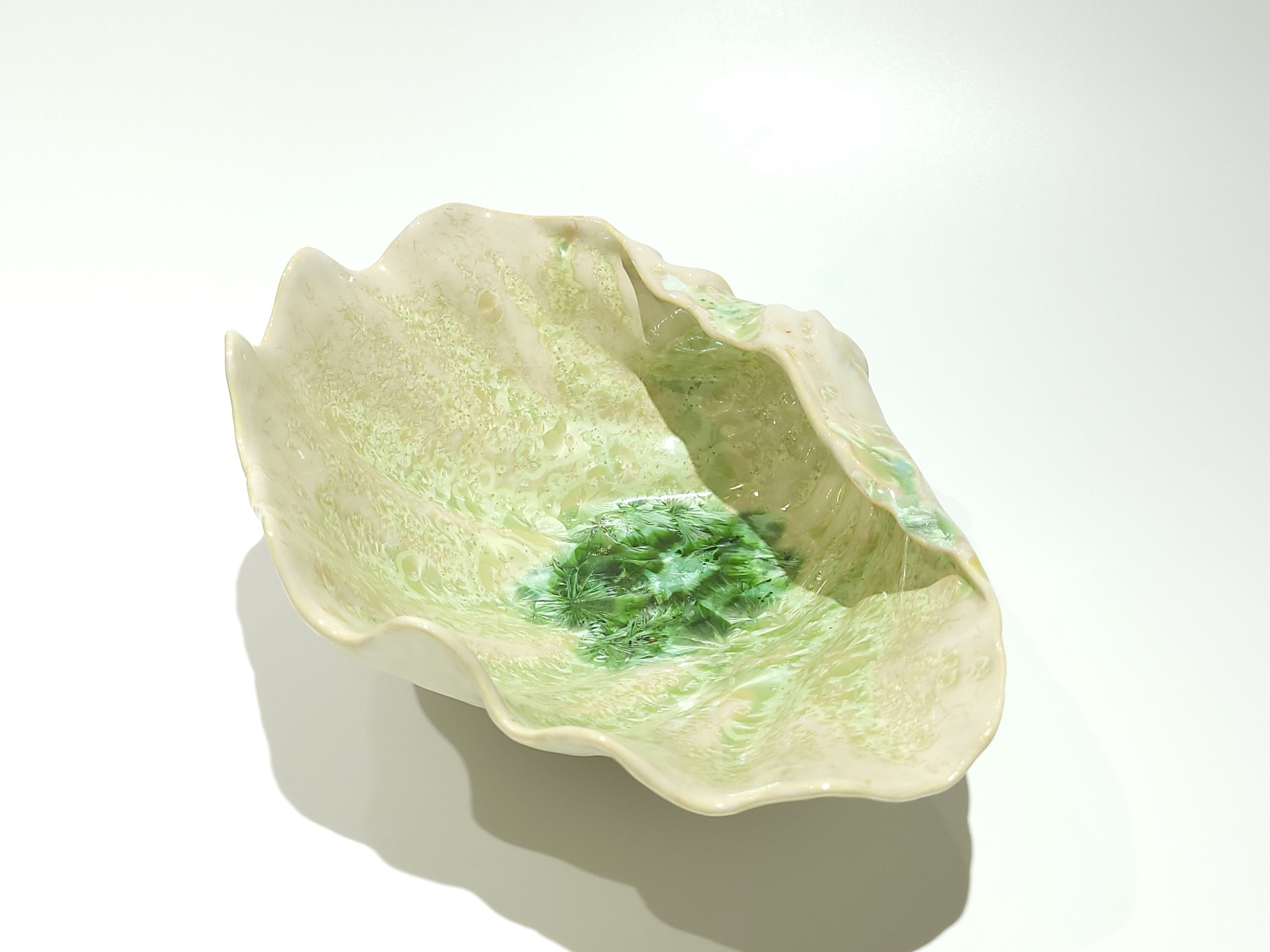 Large Handmade Ceramic Clam Shell Bowl, Crystalline Glazed, One of a ...