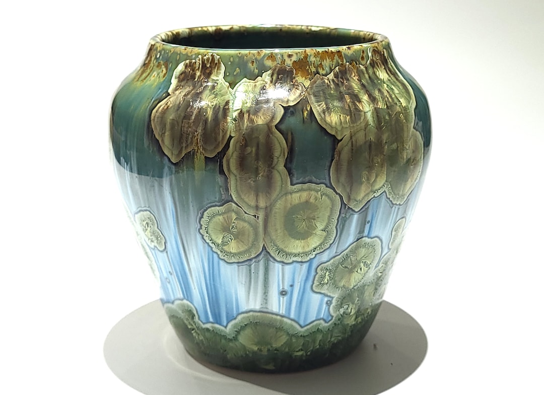 Crystalline Glazed Pottery, One-of-a- Kind Handmade Copper Green ...