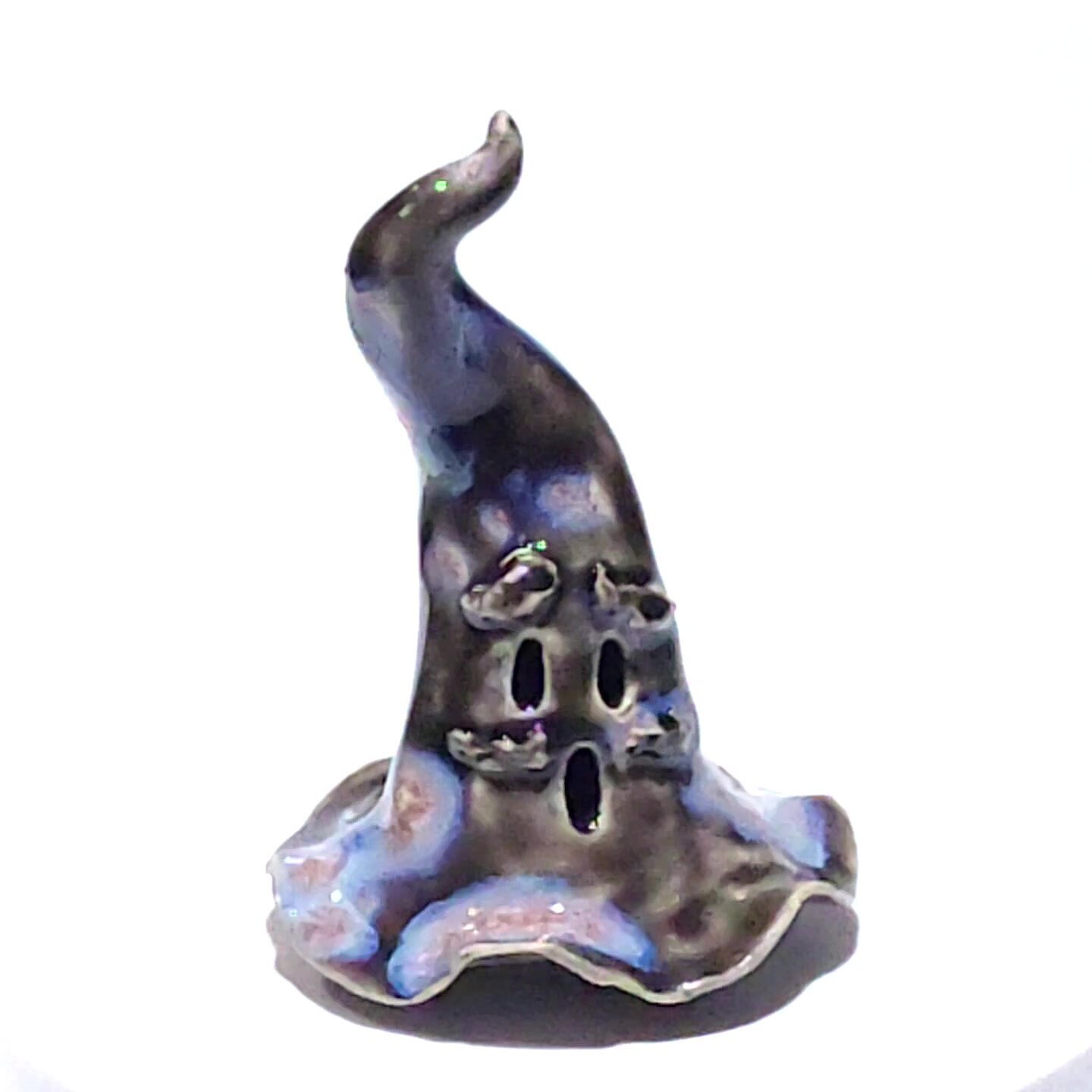 Witch Hat Scared Cute Spooky Face Black Hat Handmade Ceramic Halloween ...