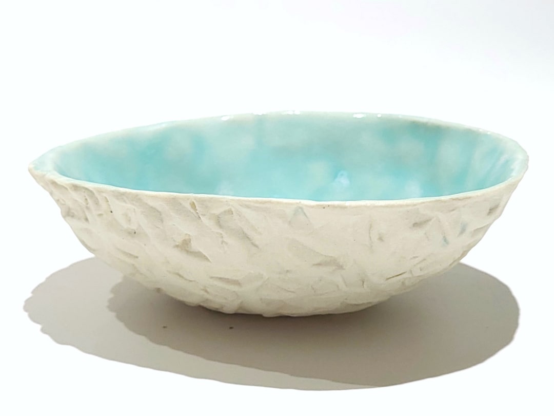 Handmade Artisan Design Carved Ceramic Bowl, Natural Organic Multi ...