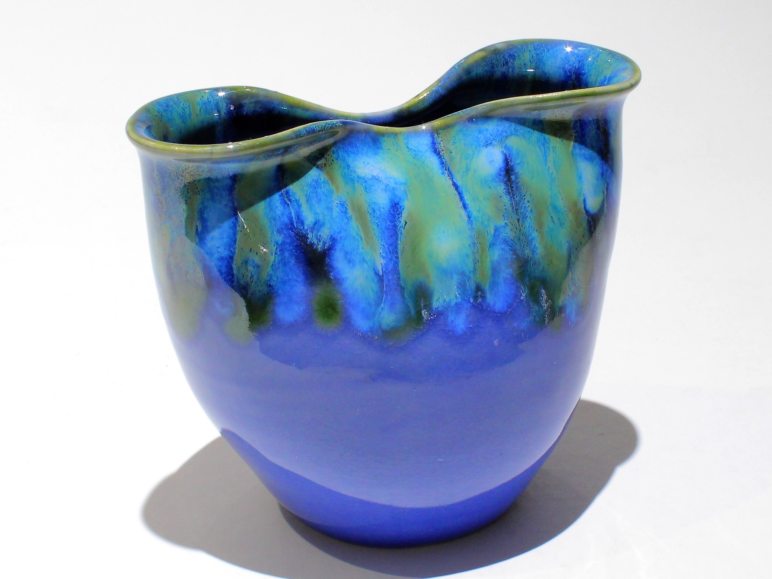 One-of-a-kind, Small Ceramic Vase, Handmade Two-Tone Oval Blue Bud Vase ...