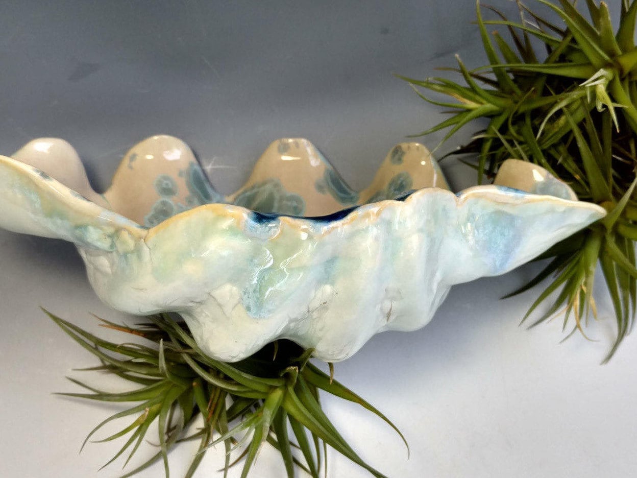 Large Clam Shell Bowl, Turquoise Blue Green, Ocean Sea Life Coastal ...