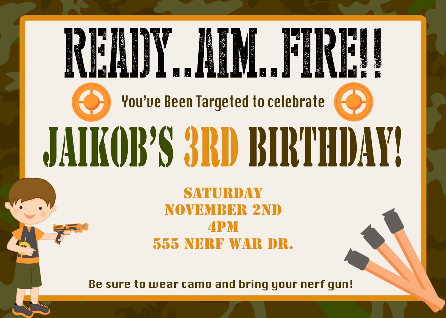 Boy's Dart Tag Invitation Dart Tag Invite Laser Invitation - Etsy